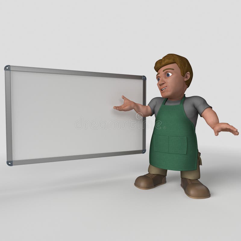 3D Cartoon Shop Keeper Character Stock Illustration - Illustration of ...