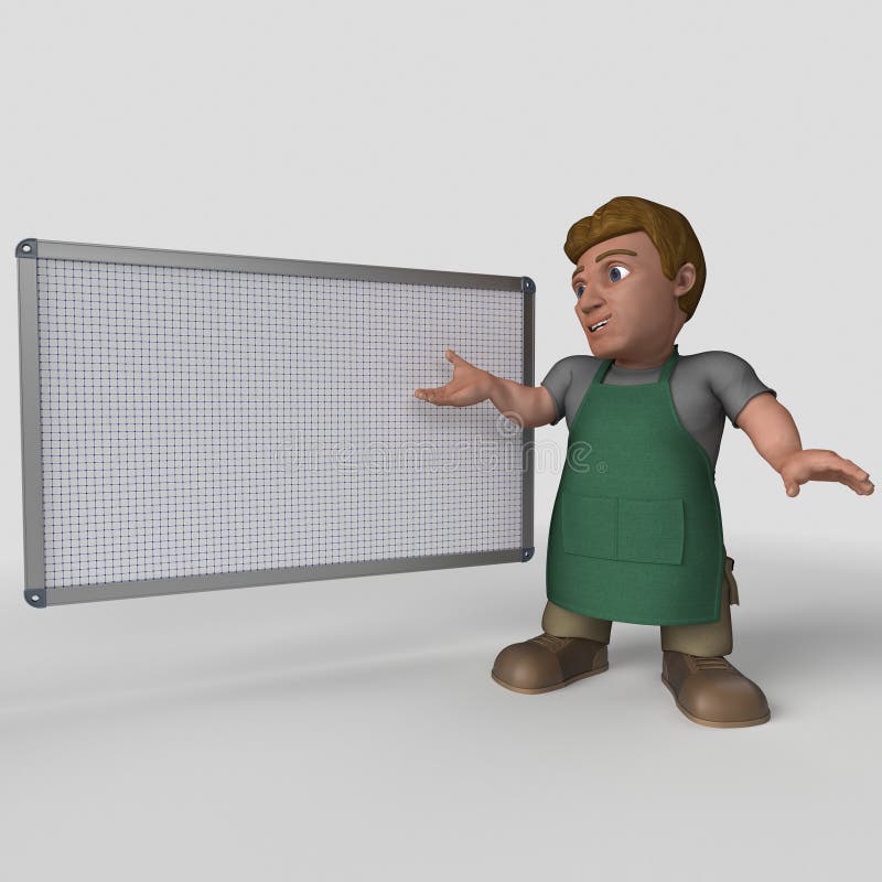 3D Cartoon Shop Keeper Character Stock Illustration - Illustration of ...