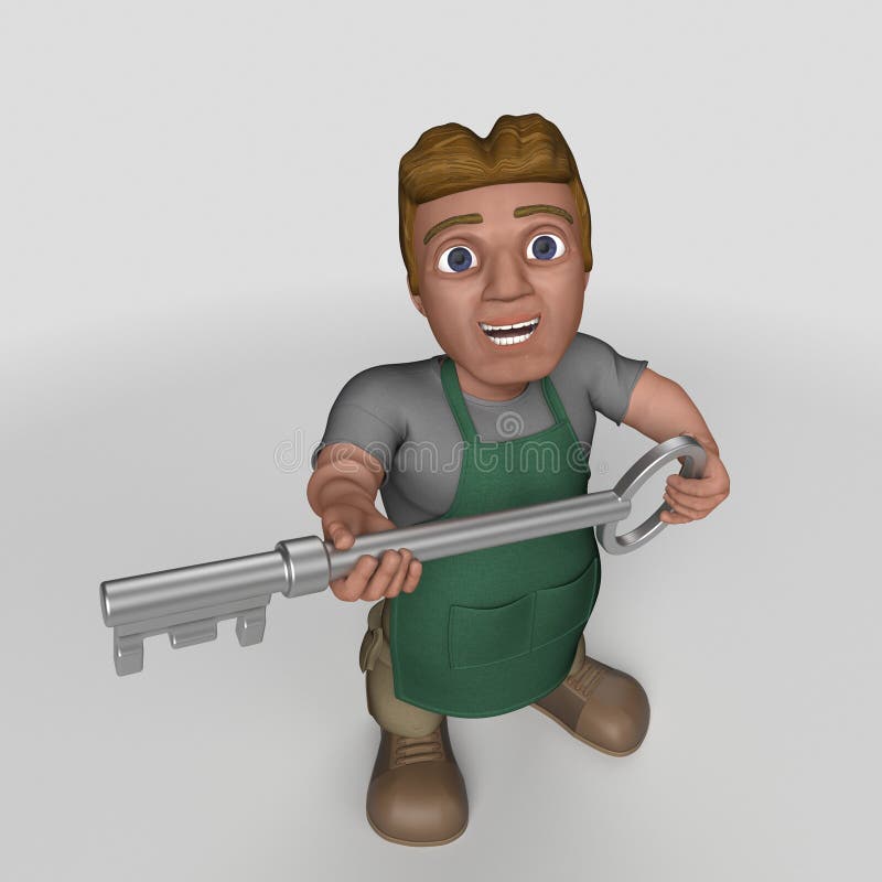 3D Cartoon Shop Keeper Character Stock Illustration - Illustration of ...