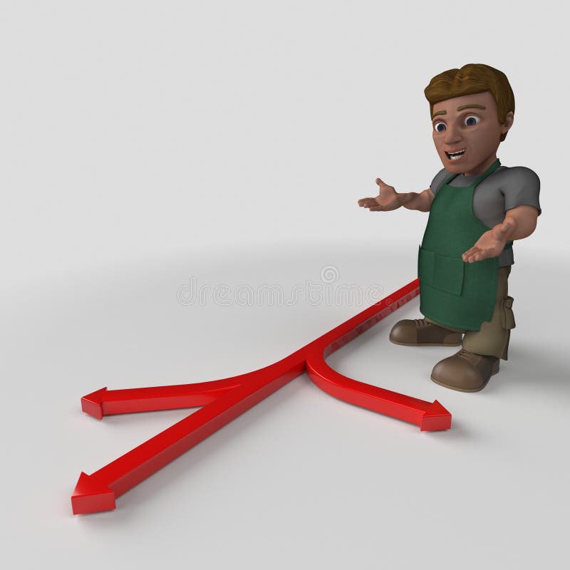 3D Cartoon Shop Keeper Character Stock Illustration - Illustration of ...
