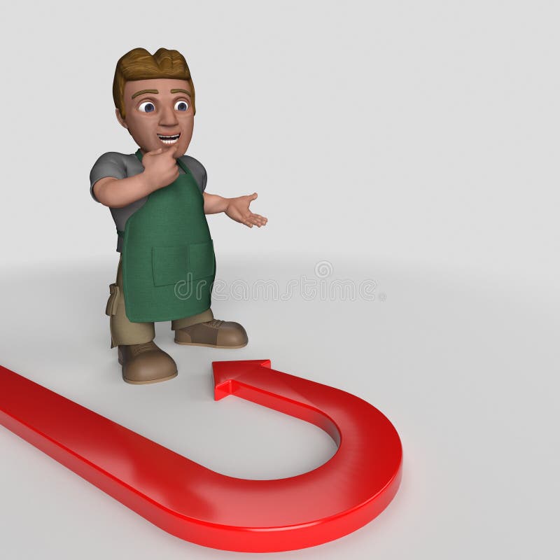 3D Cartoon Shop Keeper Character Stock Illustration - Illustration of ...