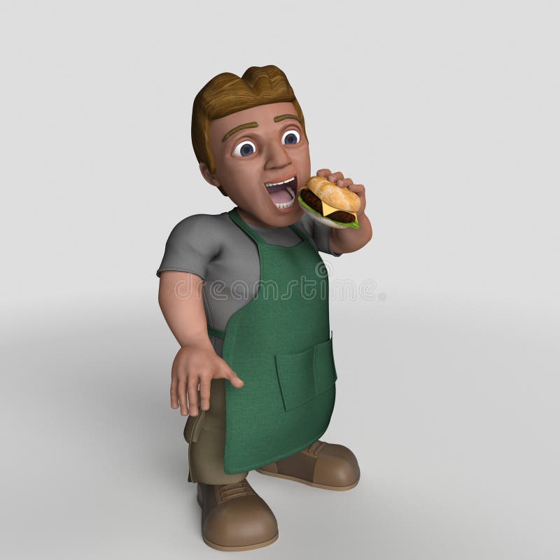 3D Cartoon Shop Keeper Character Stock Illustration - Illustration of ...