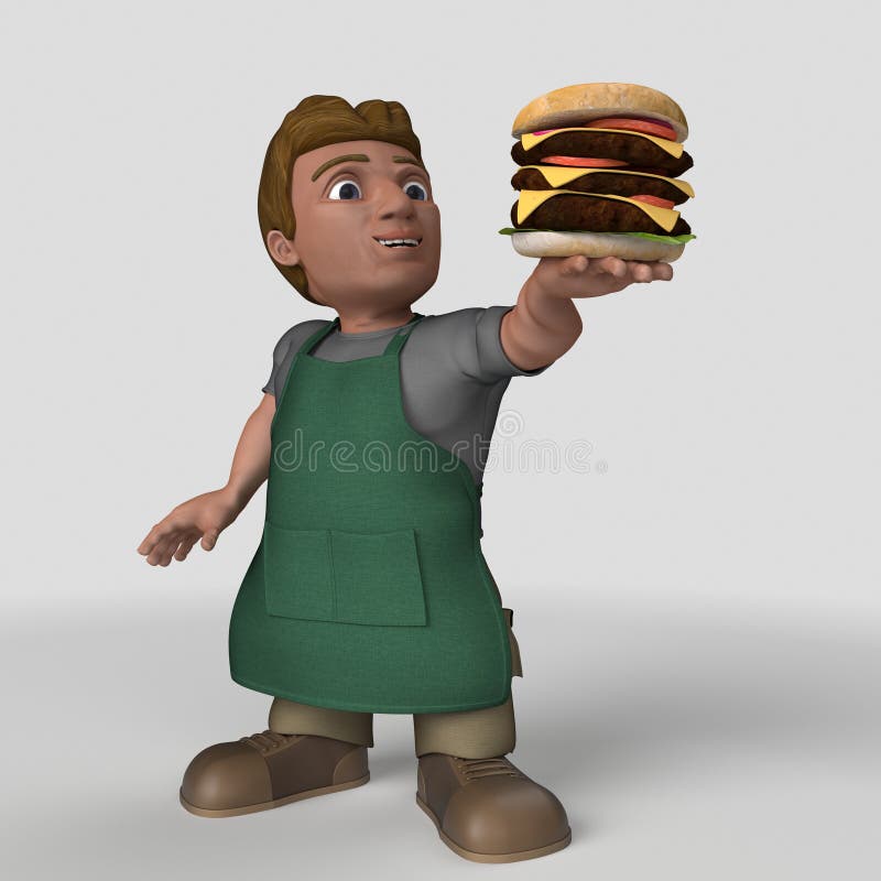 3D Cartoon Shop Keeper Character Stock Illustration - Illustration of ...