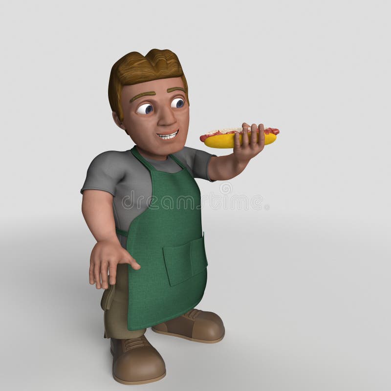 3D Cartoon Shop Keeper Character Stock Illustration - Illustration of ...