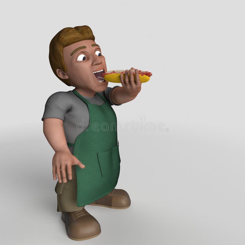 3D Cartoon Shop Keeper Character Stock Illustration - Illustration of ...