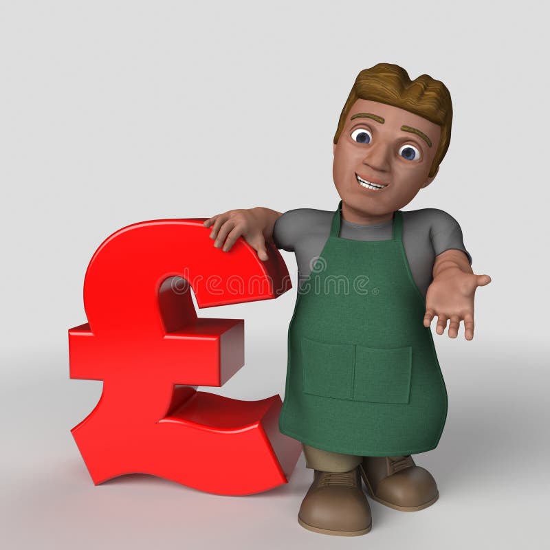 3D Cartoon Shop Keeper Character Stock Illustration - Illustration of ...
