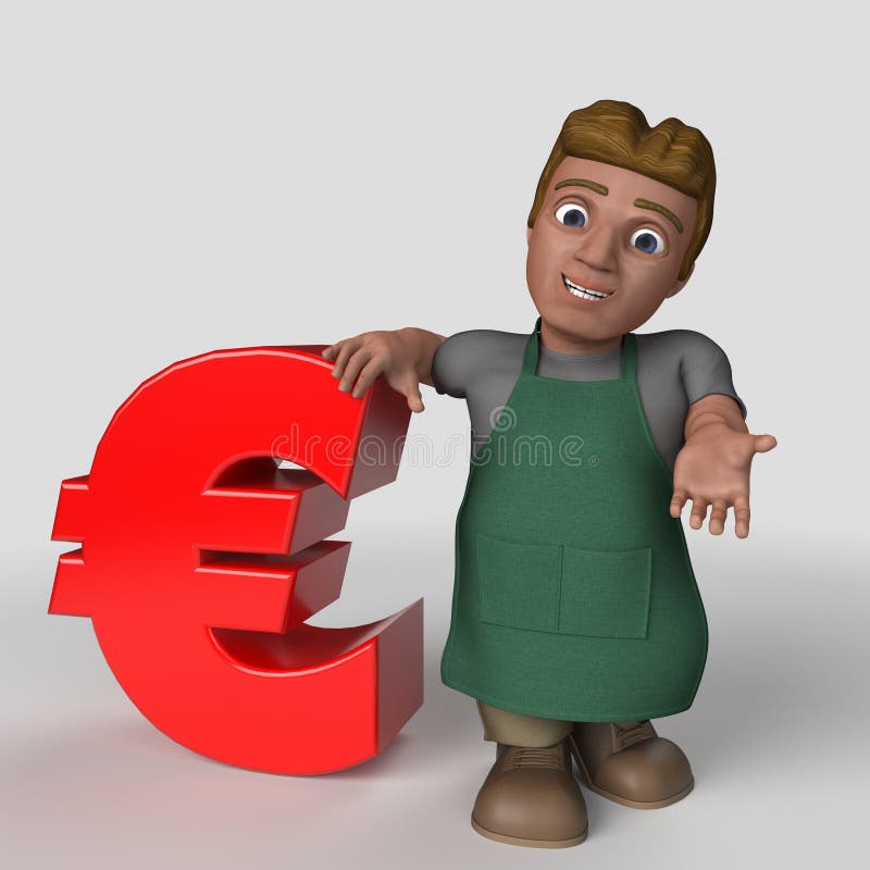 3D Cartoon Shop Keeper Character Stock Illustration - Illustration of ...