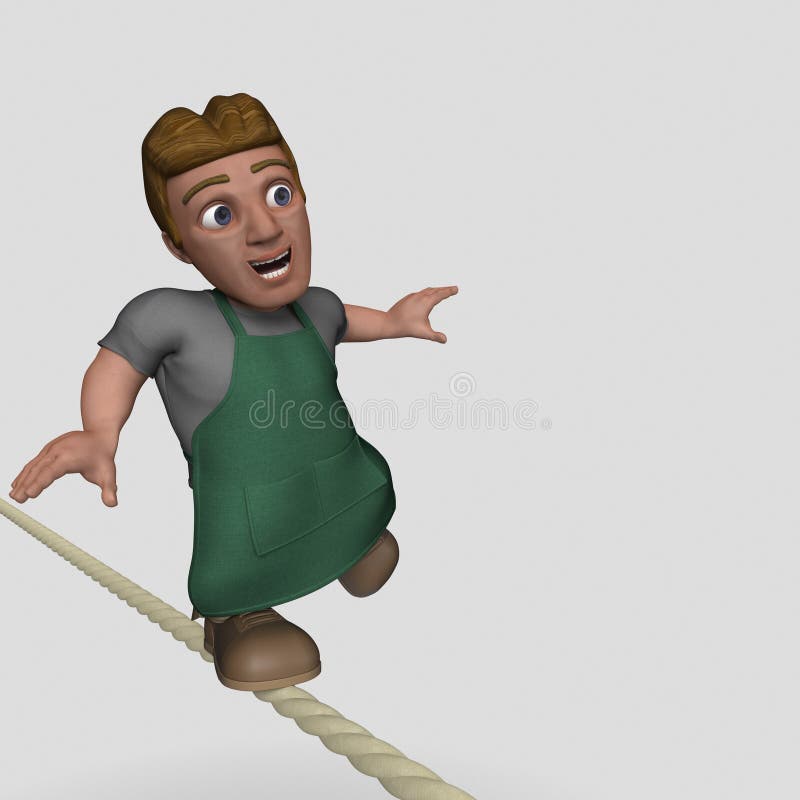 3D Cartoon Shop Keeper Character Stock Illustration - Illustration of ...