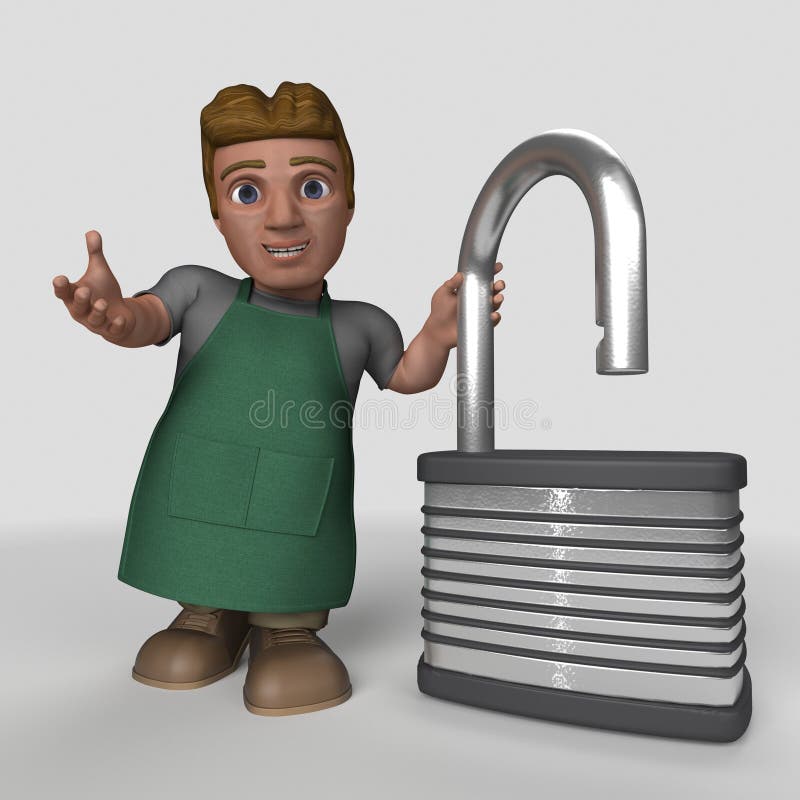 3D Cartoon Shop Keeper Character Stock Illustration - Illustration of ...