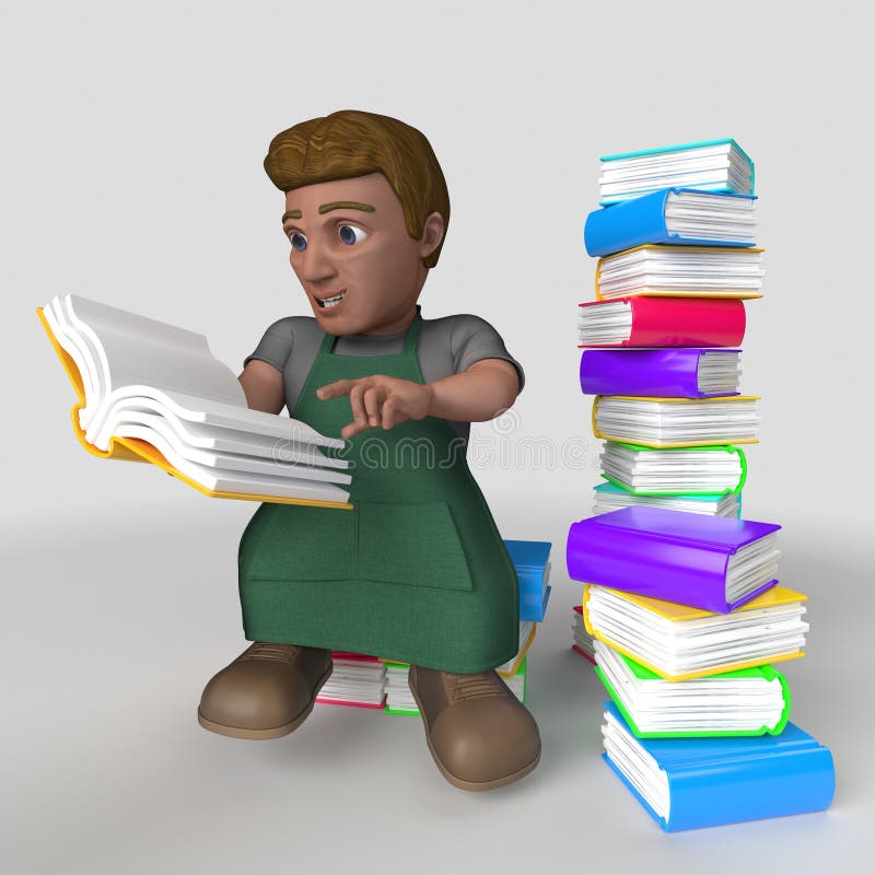 3D Cartoon Shop Keeper Character Stock Illustration - Illustration of ...