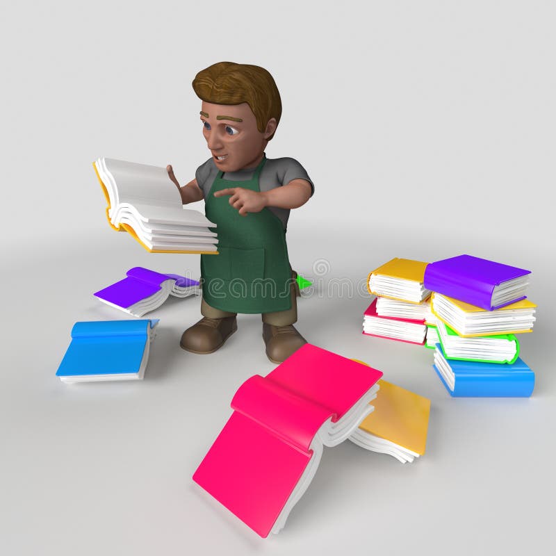 3D Cartoon Shop Keeper Character Stock Illustration - Illustration of ...