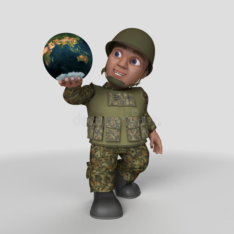 3D Cartoon Soldier Character Stock Illustration - Illustration of ...
