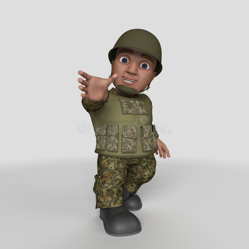 3D Cartoon Soldier Character Stock Illustration - Illustration of troop ...