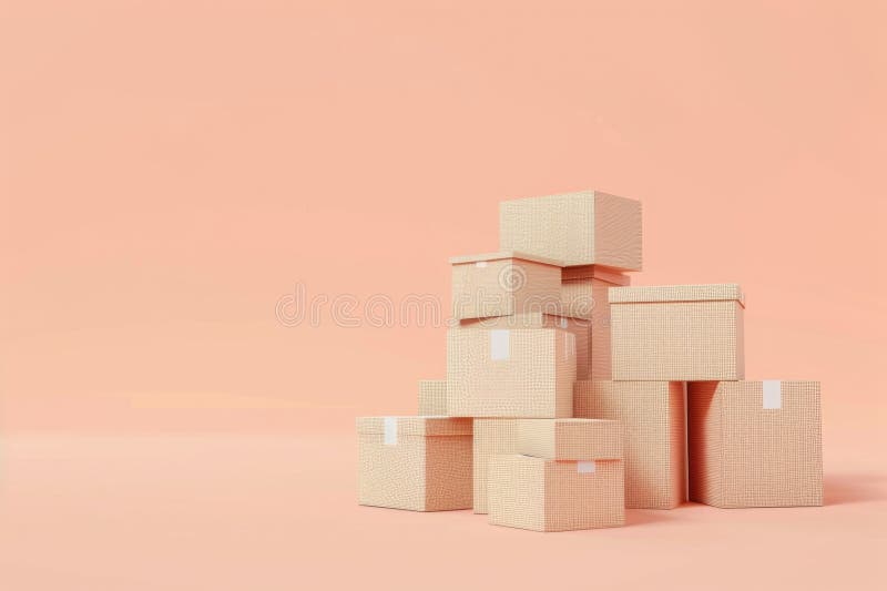 3D Cartoon Stack of Empty Boxes - Minimalist Design for Posters, Cards ...