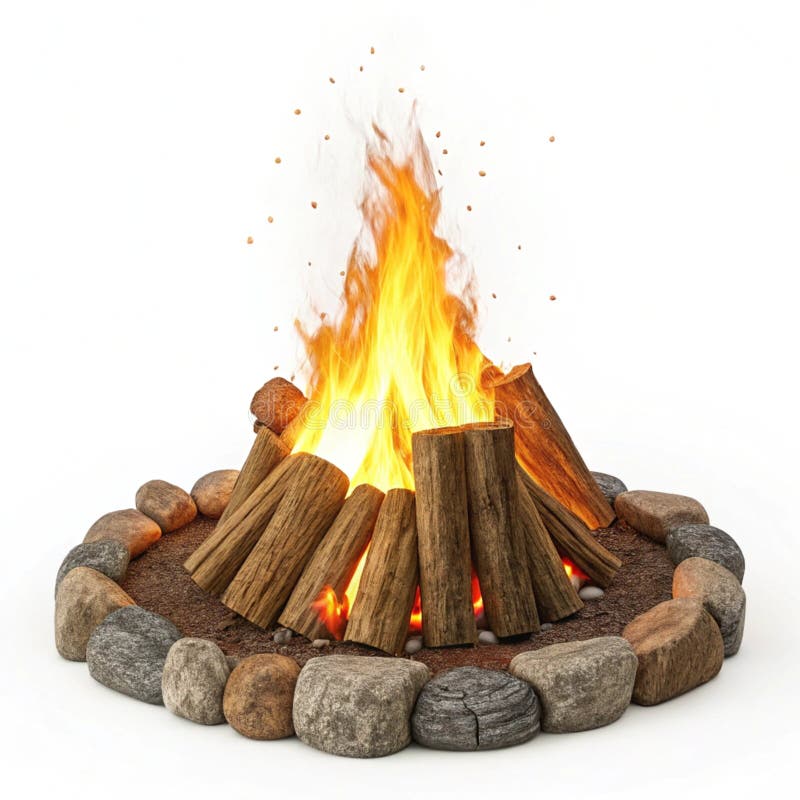 3D Cartoon Style Bonfire stock illustration. Illustration of decor ...