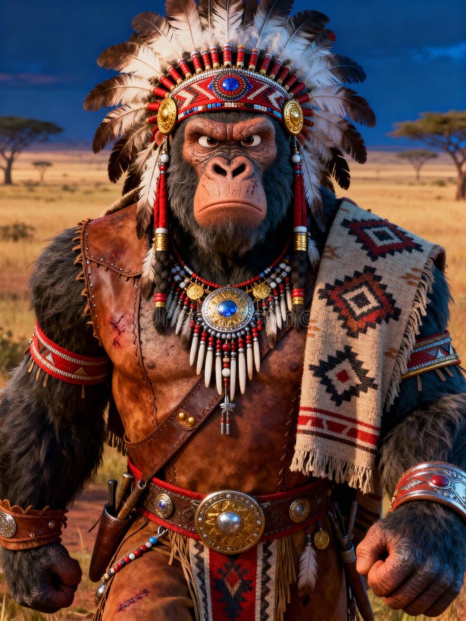 Gorilla apache stock illustration. Illustration of woman - 405886754