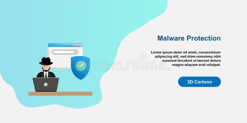 3D Cartoon Style. Malware Protection Concept Stock Vector ...