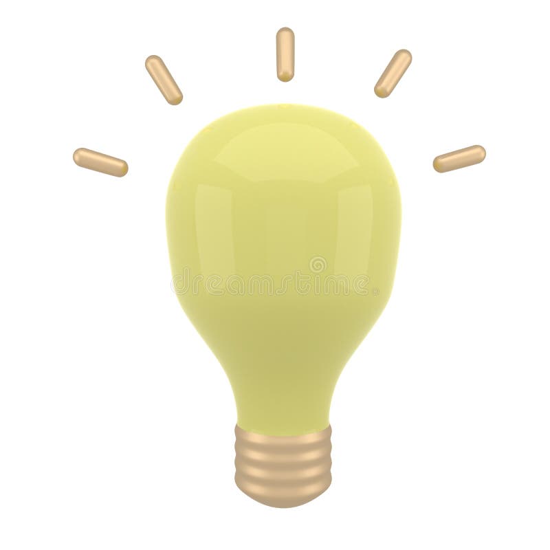 3d Cartoon Style Minimal Light Bulb Icon. Idea, Solution, Business ...