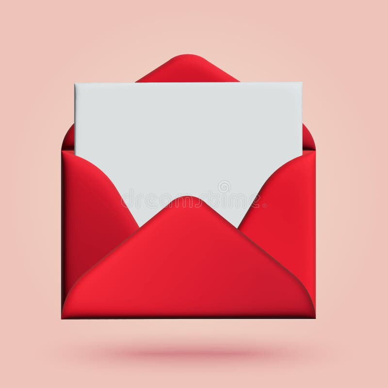 3d Cartoon Style Opened Red Envelope. Vector Stock Vector ...