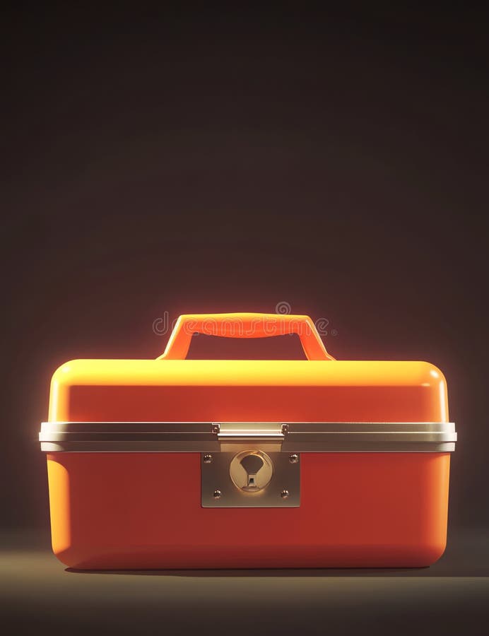 3d Cartoon Style Red Metal Toolbox on Dark Background Stock ...