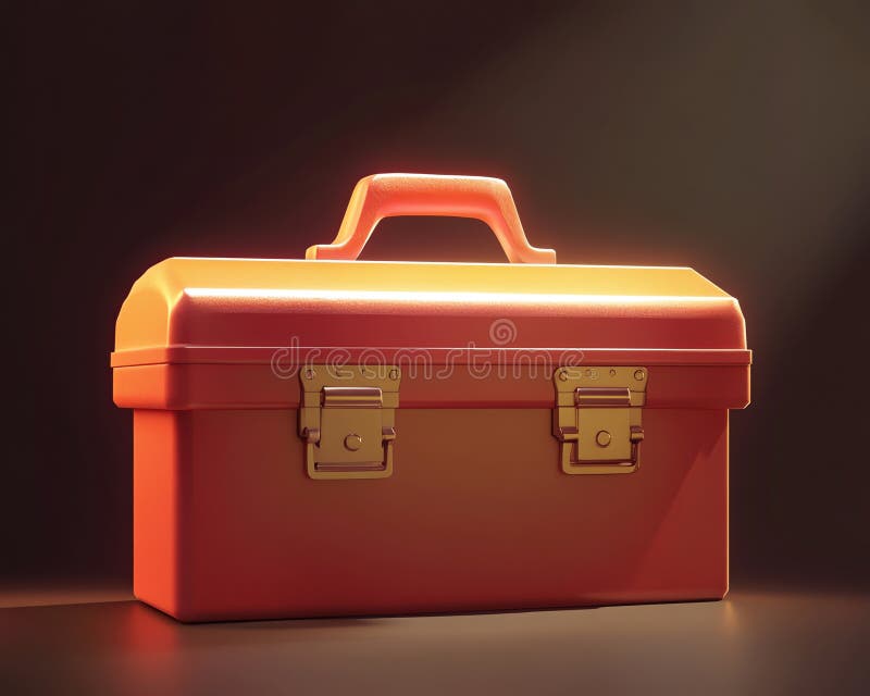 3d Cartoon Style Red Metal Toolbox on Dark Background Stock ...