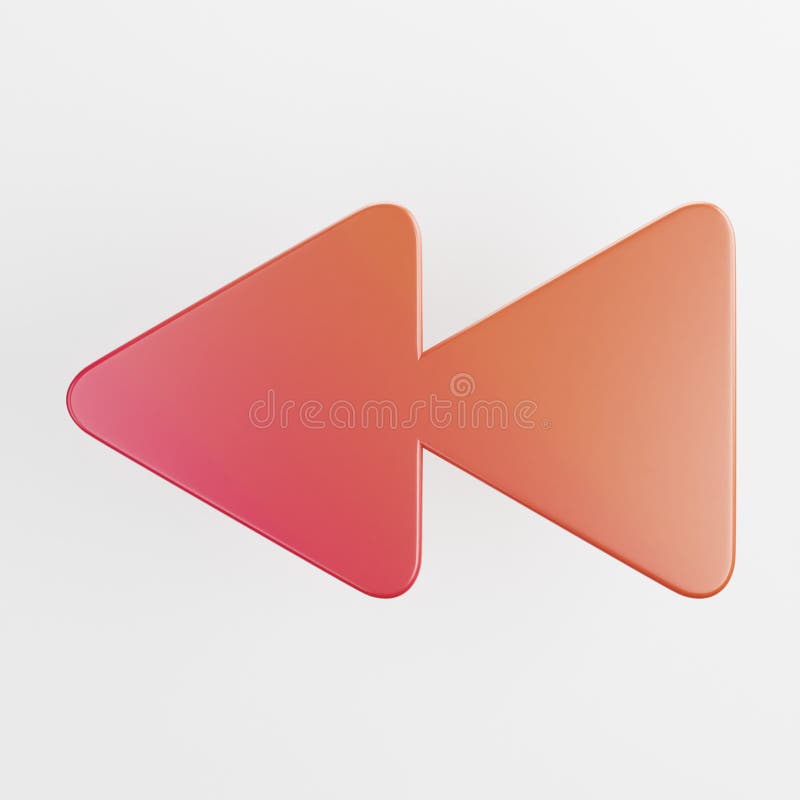 A 3D Cartoon Icon or Emblem of a Backwards or Rewind or Scrub Back ...