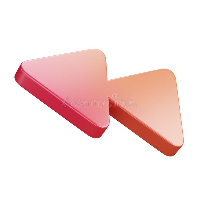 A 3D Cartoon Icon or Emblem of a Backwards or Rewind or Scrub Back ...
