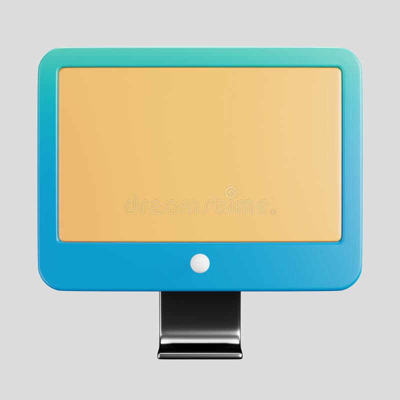 A 3D Cartoon Icon or Emblem of a Computer or Desktop Stock Illustration ...