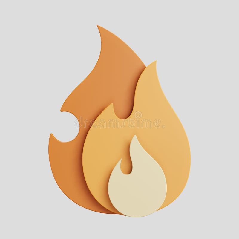 A 3D Cartoon Icon or Emblem of a Fire or Ember Stock Illustration ...