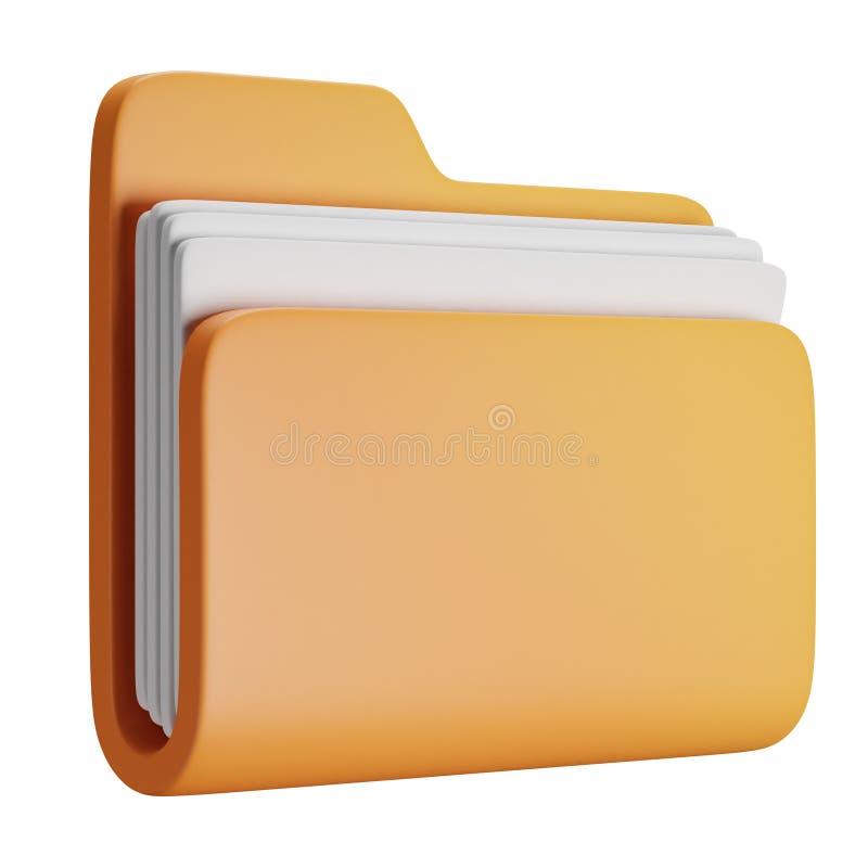 A 3D Cartoon Icon or Emblem of a Folder with Files on a Computer Stock ...