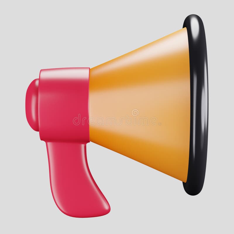 A 3D Cartoon Icon or Emblem of a Megaphone or Loud Stock Illustration ...