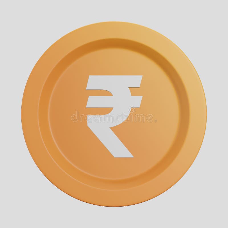 A 3D Cartoon Icon or Emblem of a Rupee Money Coin Stock Illustration ...