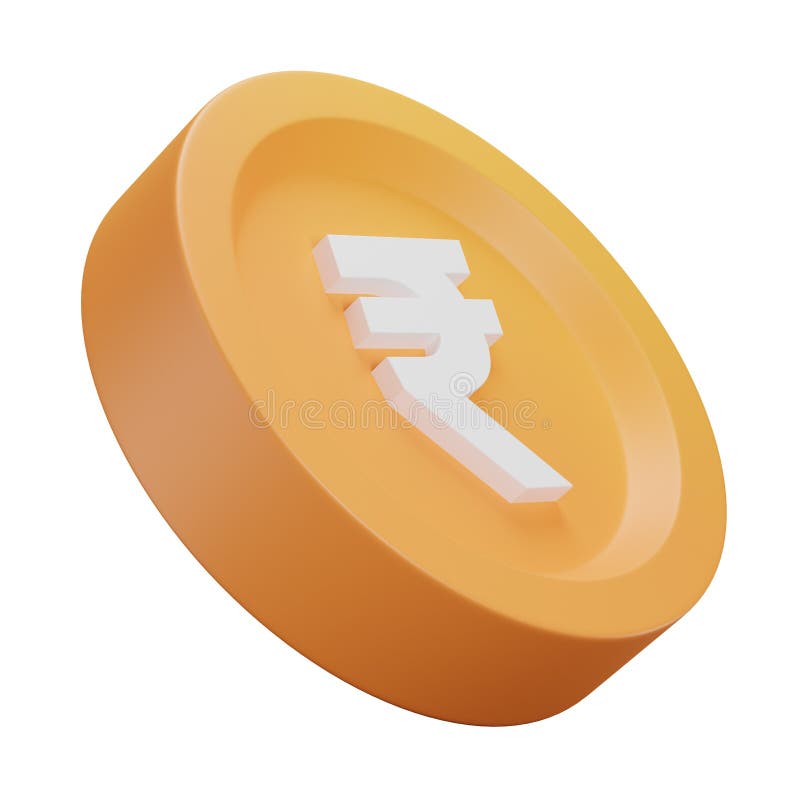 A 3D Cartoon Icon or Emblem of a Rupee Money Coin Stock Illustration ...