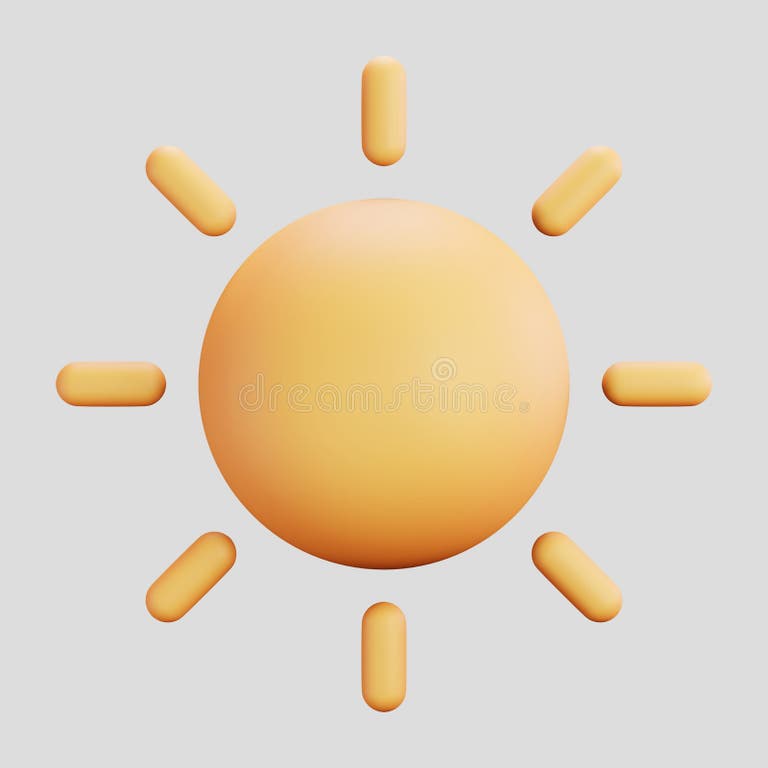 A 3D Cartoon Icon or Emblem of a Sun or Bright Light or Brightness ...