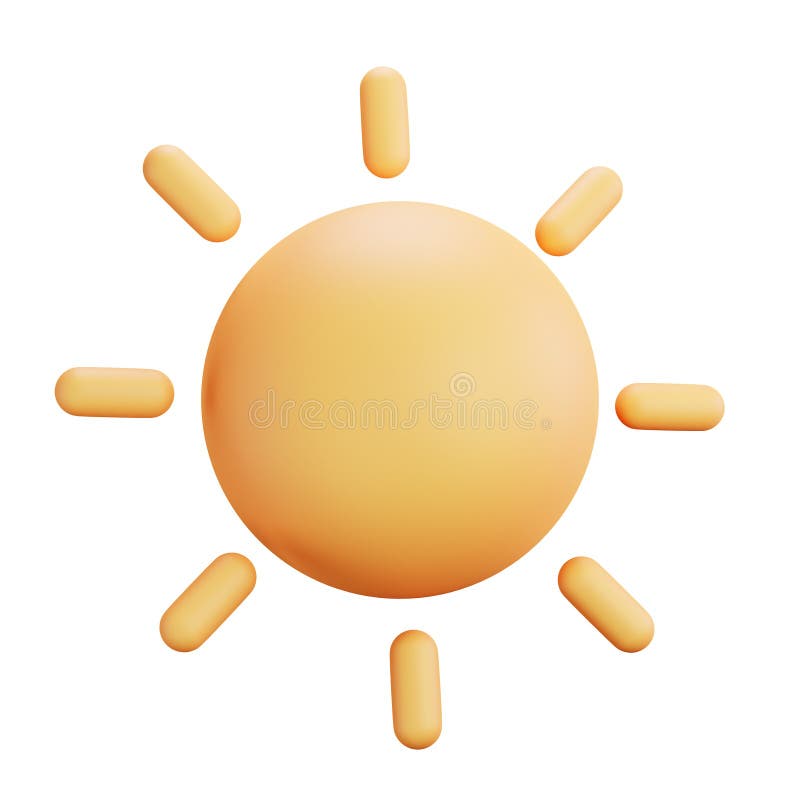 A 3D Cartoon Icon or Emblem of a Sun or Bright Light or Brightness ...