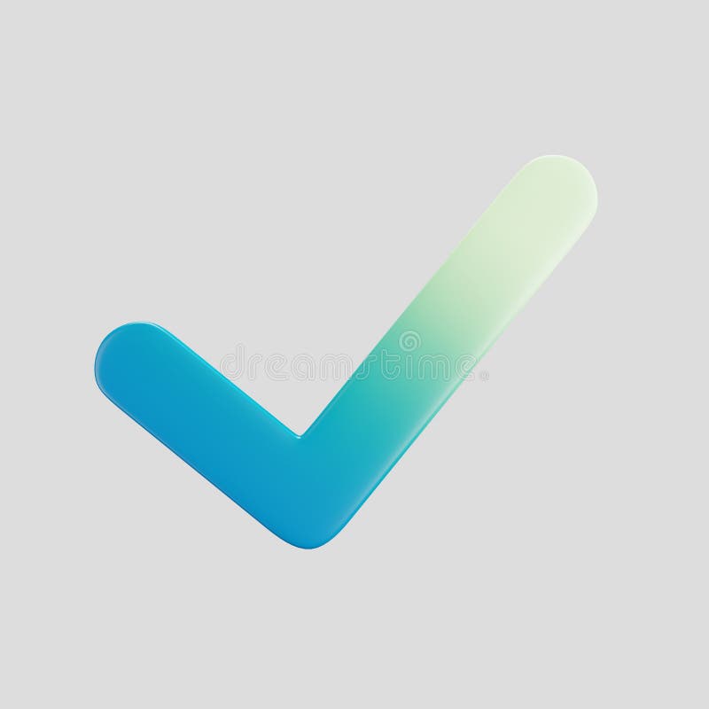 A 3D Cartoon Icon or Emblem of a Tick or Approved or Affirmative Stock ...
