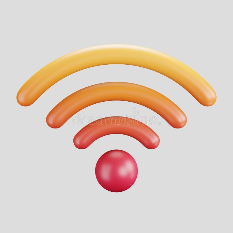 A 3D Cartoon Icon or Emblem of a Wifi or Wireless Internet Connection Stock Illustration ...