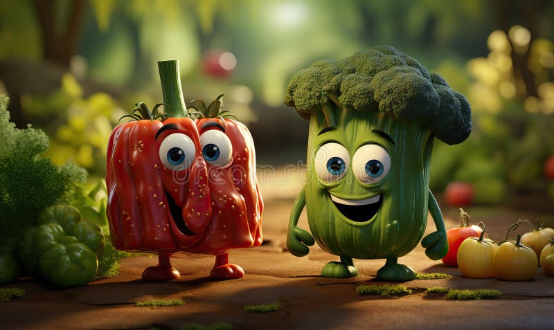 3D Cartoon Vegetables Talking To Each Other. Stock Photo - Image of ...