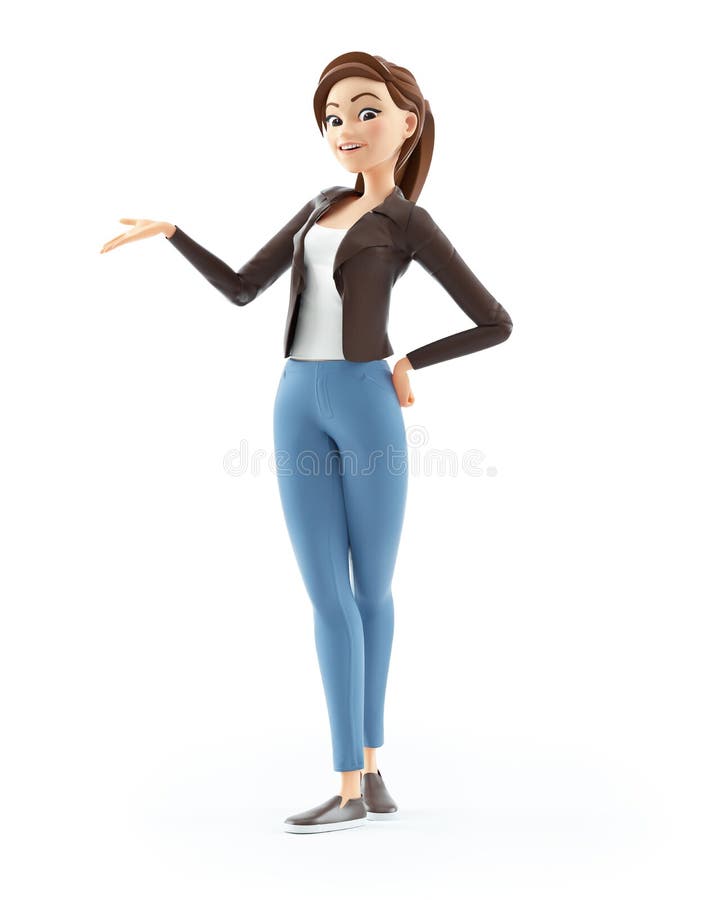 Woman Presenting and Explaining in Microphone and Pointing on Screen ...