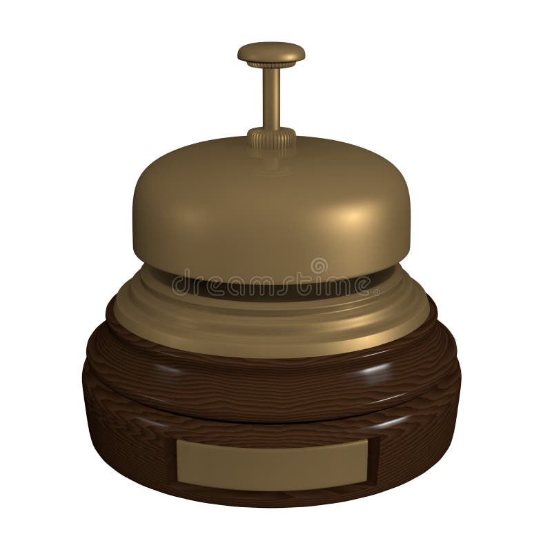 3D Cartoon Wooden and Metallic Reception Bell Stock Illustration ...