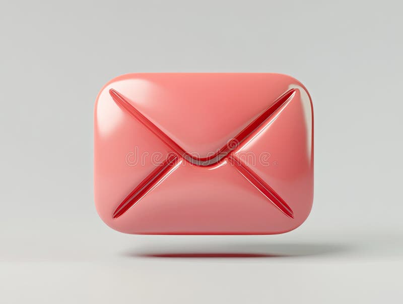 3D Cartoonish E-mail Icon Front View Smooth App UI Style Rendered Stock ...