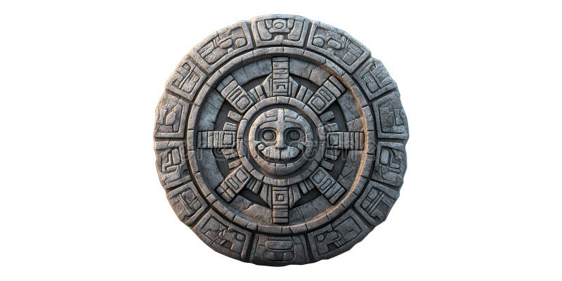 3D Carved Circular Stone Disk Isolated on Transparent Background Stock ...