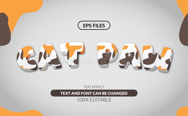 3d Cat Editable Text Effect. Eps Vector File Stock Vector ...