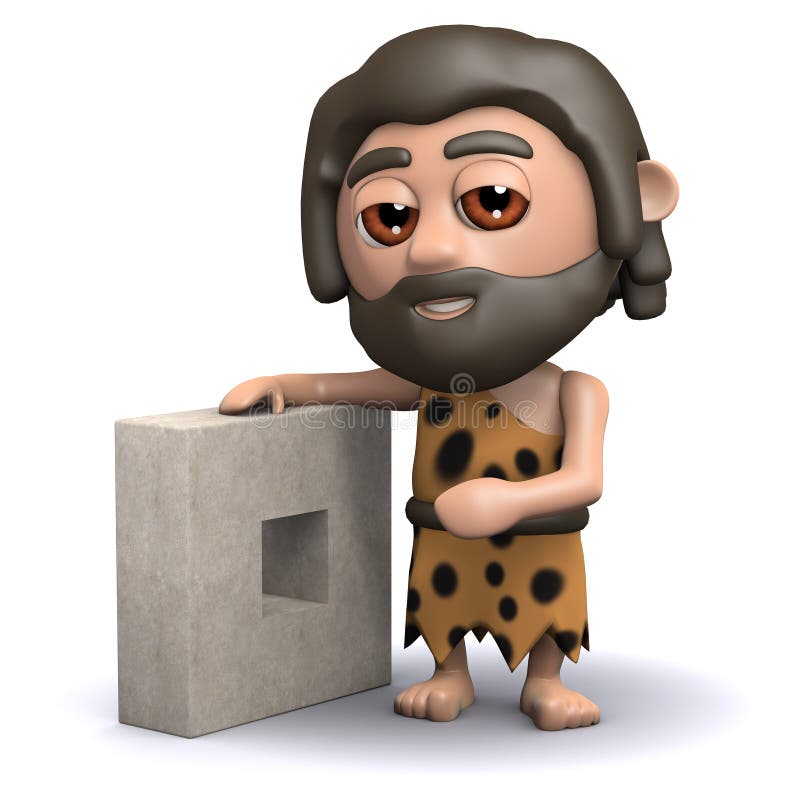 3d Caveman Has a New Invention Stock Vector - Illustration of stone ...