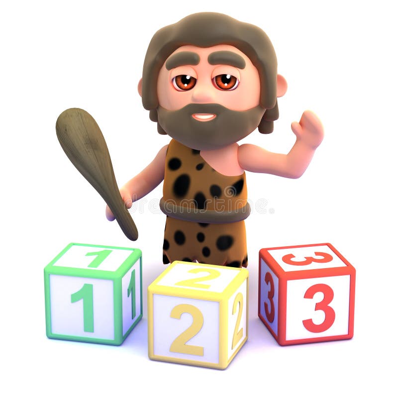 3d Caveman learns to count stock illustration. Illustration of basic ...