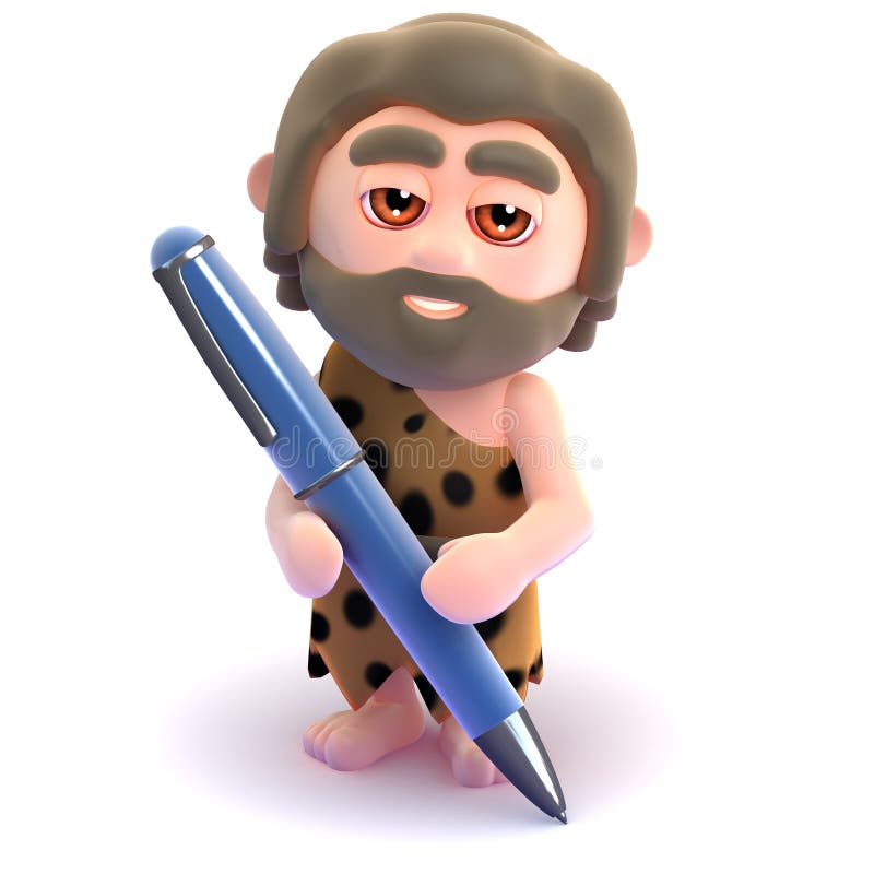 Caveman write on stone stock vector. Illustration of hand - 91310301