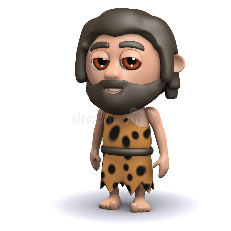 3d Caveman stands ready stock illustration. Illustration of neanderthal ...