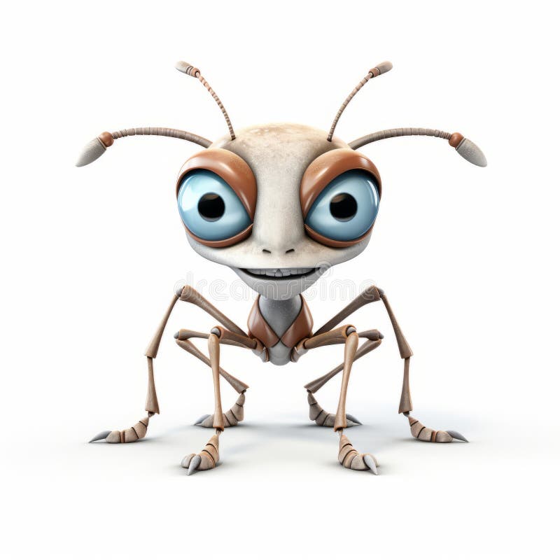 3d Cel Shaded Ant Model in Full Body Pose on White Background Stock ...