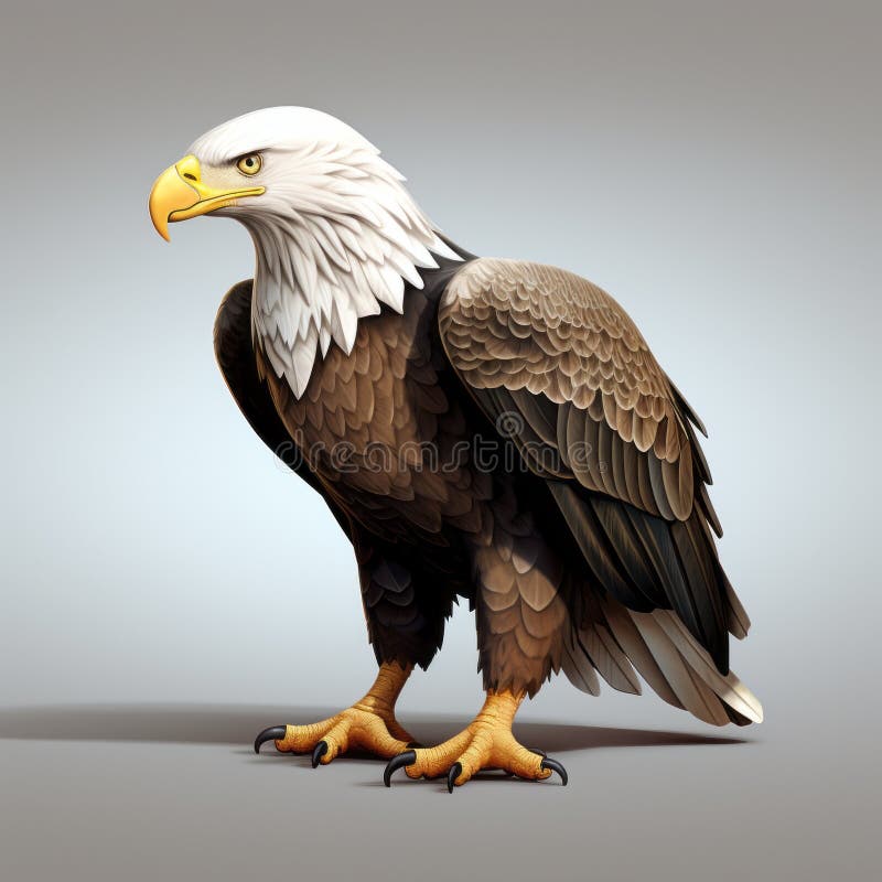 3d Cel Shaded Eagle on White Background Looking at Camera Stock ...