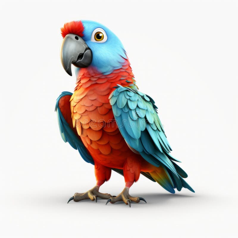3d Cel Shaded Parrot Render on White Background Stock Illustration ...